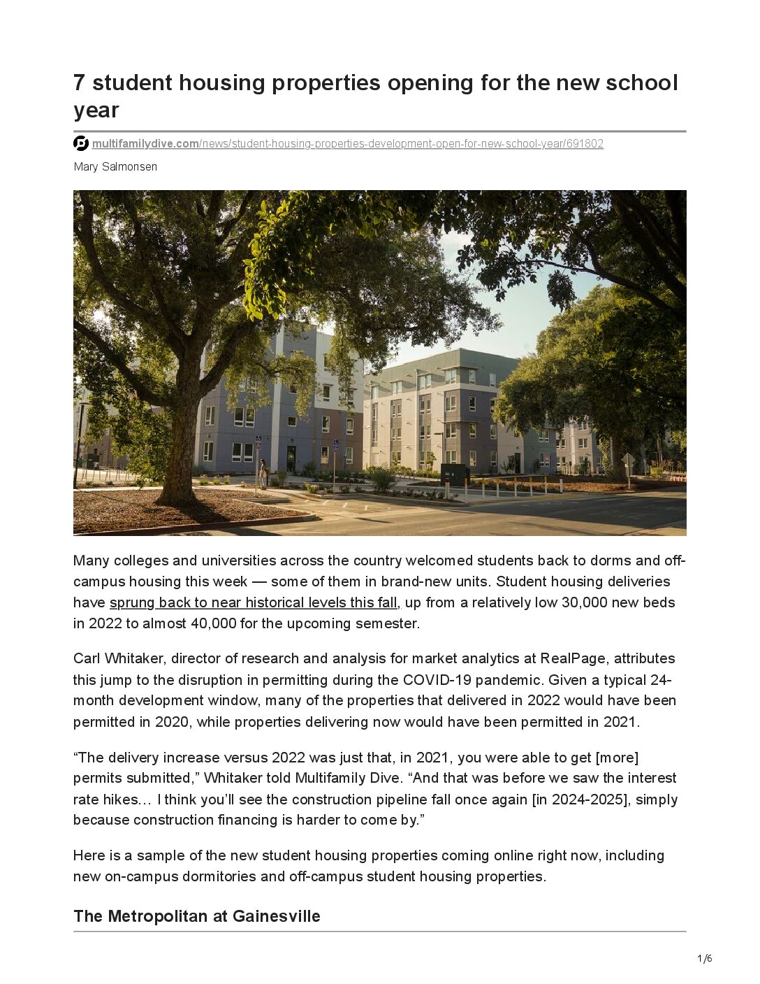 7 Student Housing Properties Opening for the New School Year ...