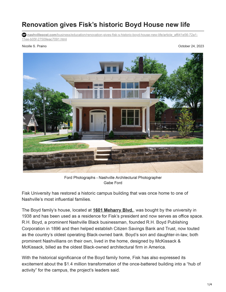 Renovation Gives Fisk’s Historic Boyd House New Life - Vertically Built