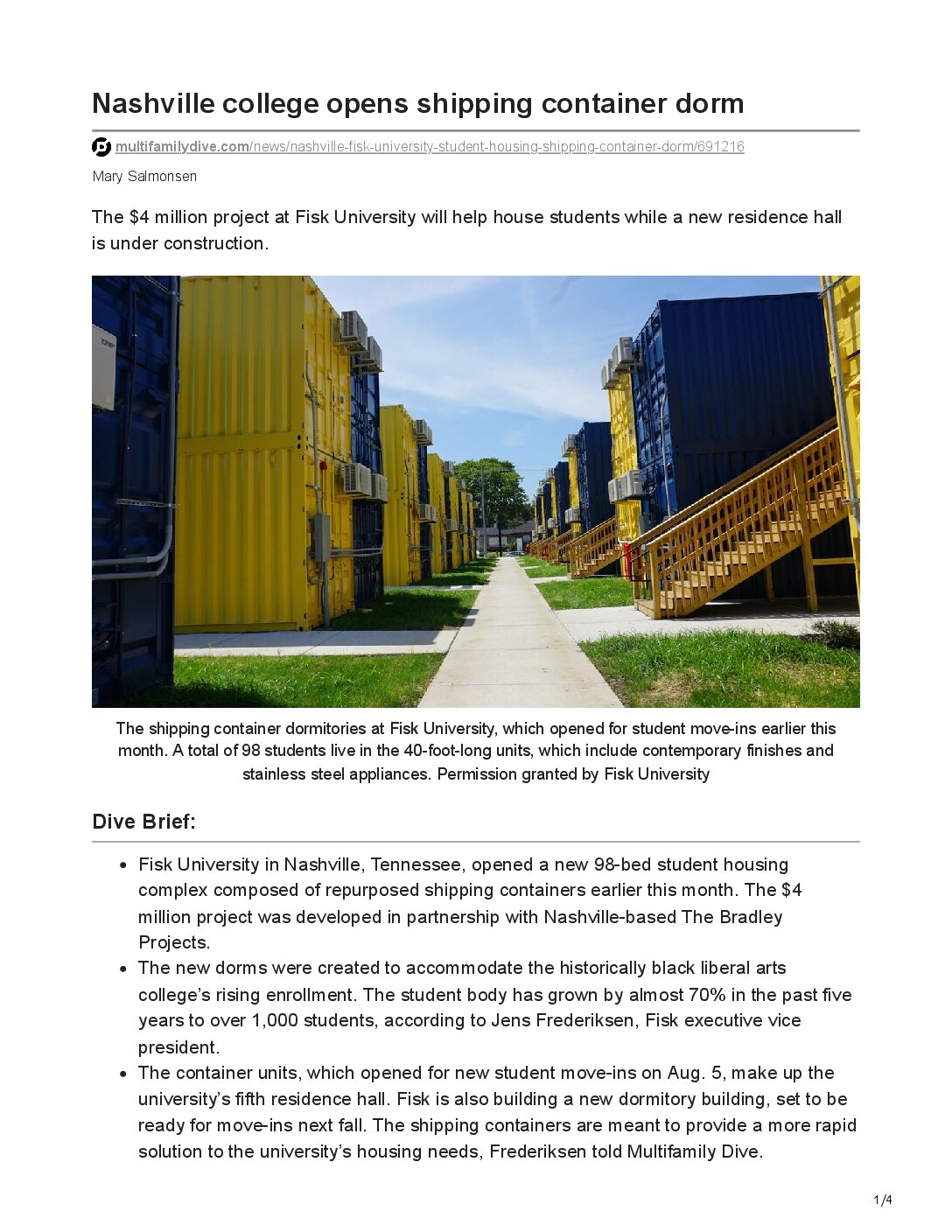 Nashville College Opens Shipping Container Dorm - Vertically Built
